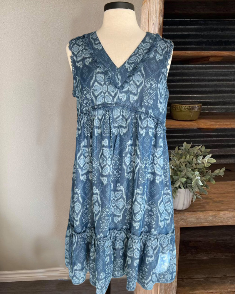 Raw Edge Sleeveless Mini Dress