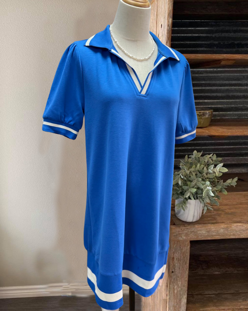 Simple Colorblock Trim Dress